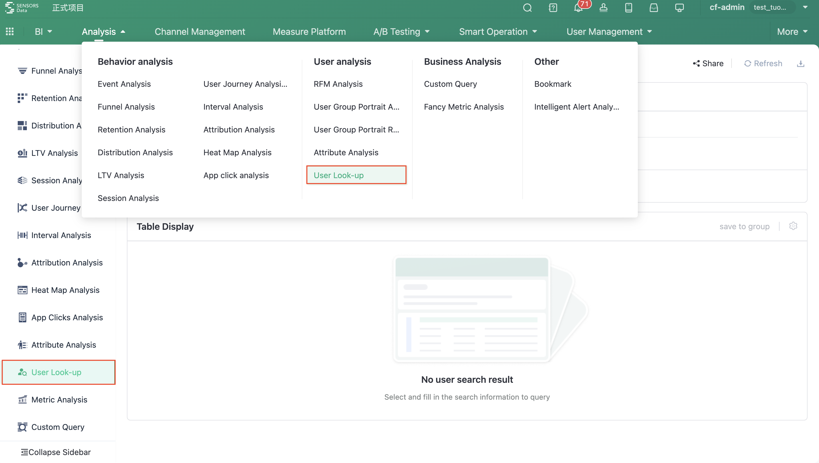 User Look-up-Help Center - Sensors Analytic